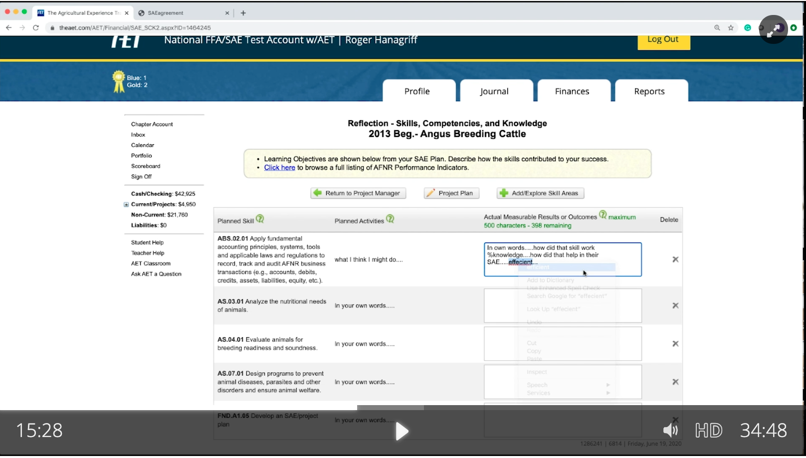 Students Developing SAE Skills & Teacher Accessing their Work in AET